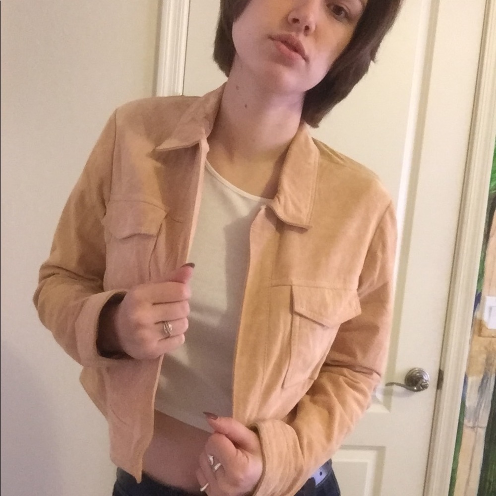 Genuine Pig Leather Crop Jacket - Gem